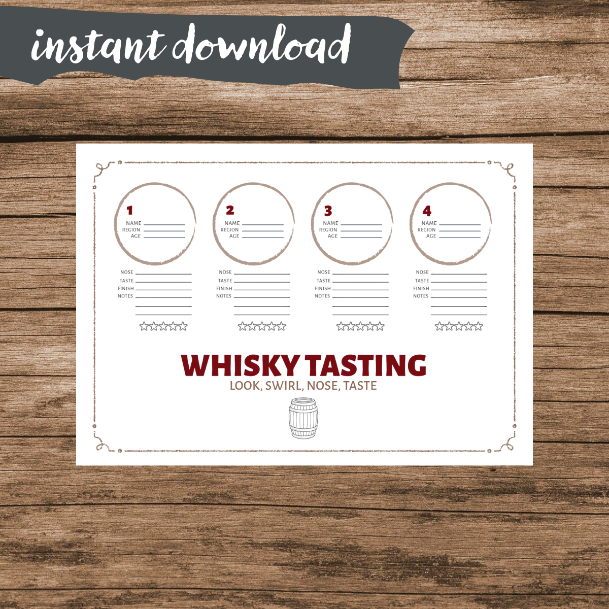 Whisky Tasting Mat (PDF) Digital Download - Downloadable Whisky Tastin ...
