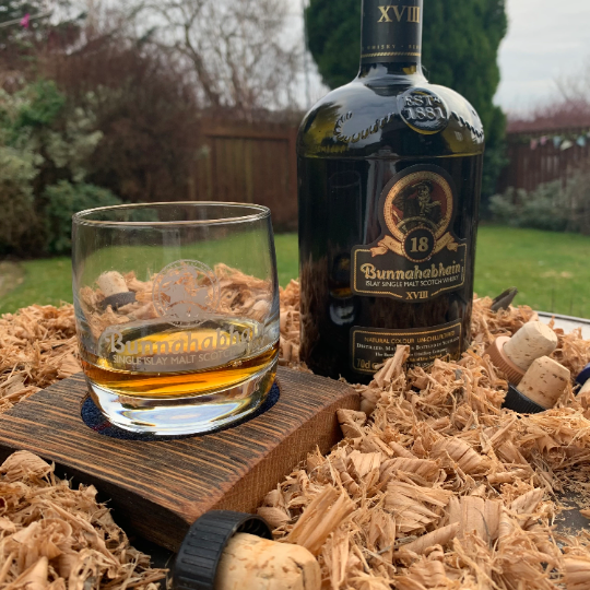 Oak Whisky Coaster made from Whisky Stave, with Harris Tweed® Insert ...